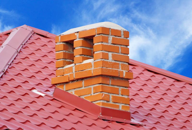 House from a Red Brick with a Pipe Stock Photo - Image of exterior ...