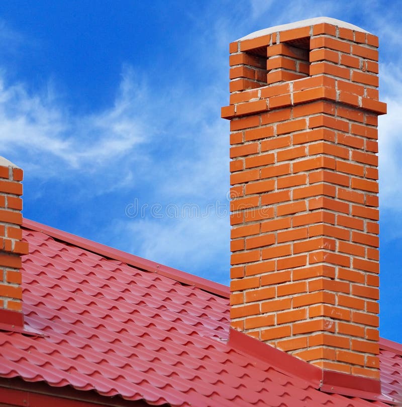 House from a Red Brick with a Pipe Stock Photo - Image of cottage ...