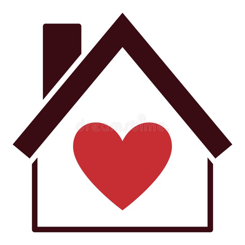 House with Red Heart Vector Icon or Symbol for Love Stock Vector ...