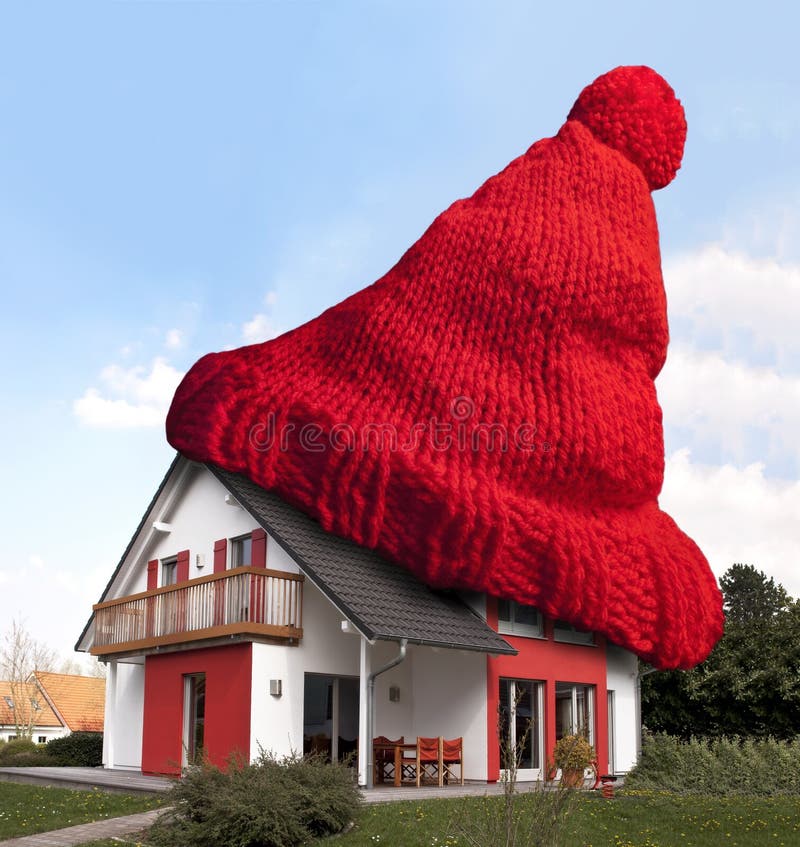 House with red woolen hat stock image. Image of bobble - 31429441