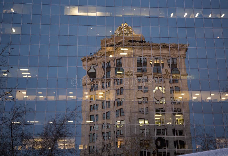 House, Reflection in the Glass Window Stock Image - Image of clouds ...