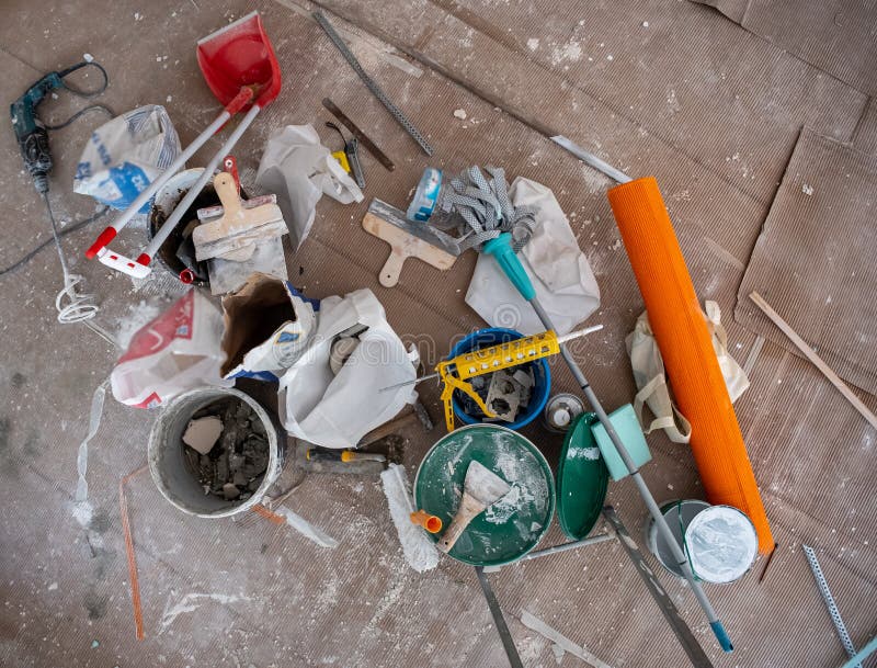 House Renovation with All the Tools on the Ground, Small Construction ...