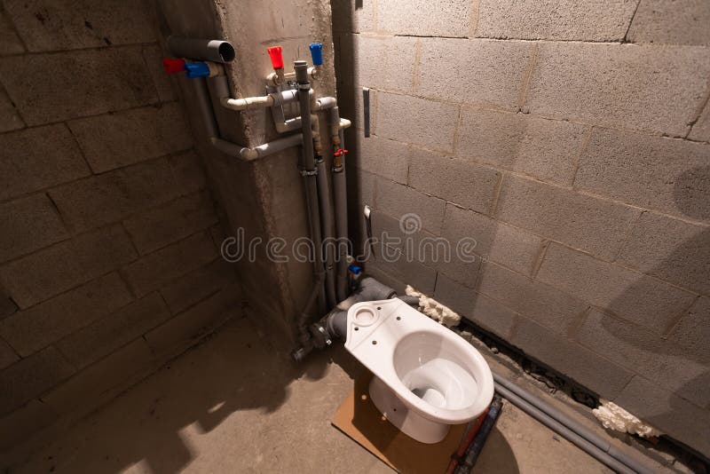 House Renovation of a Bathroom. Plumbing and Toilet. Stock Image ...