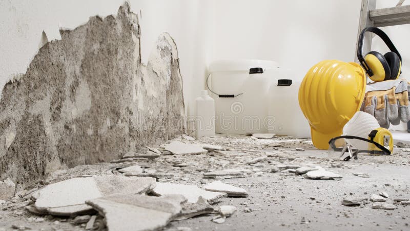 House Renovation Concept, Wall in Demolition with Plaster Rubble and ...