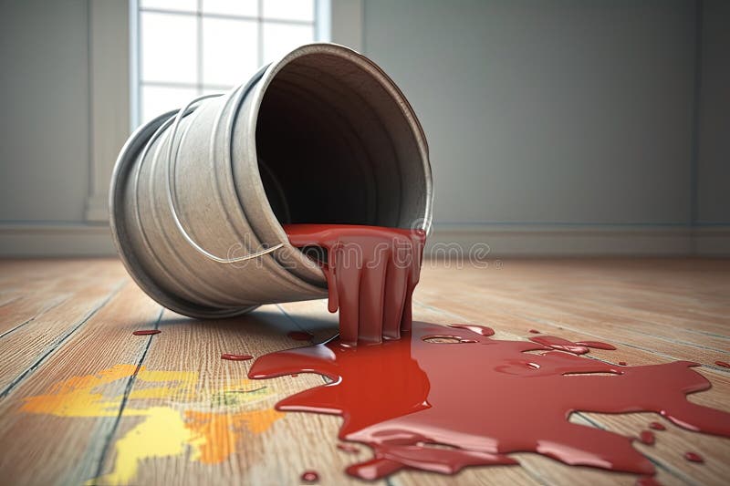 House Renovation or Construction Concept. Can with Spilled Red P Stock ...