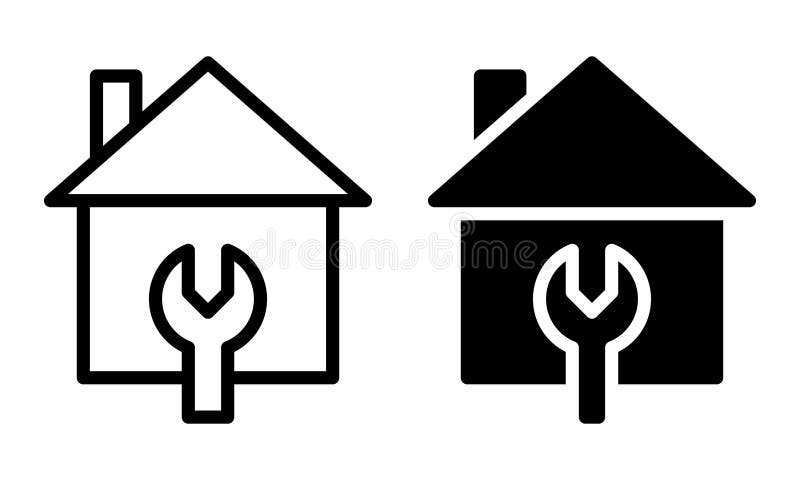 House Renovation Icon with Outline and Glyph Style. Stock Vector ...