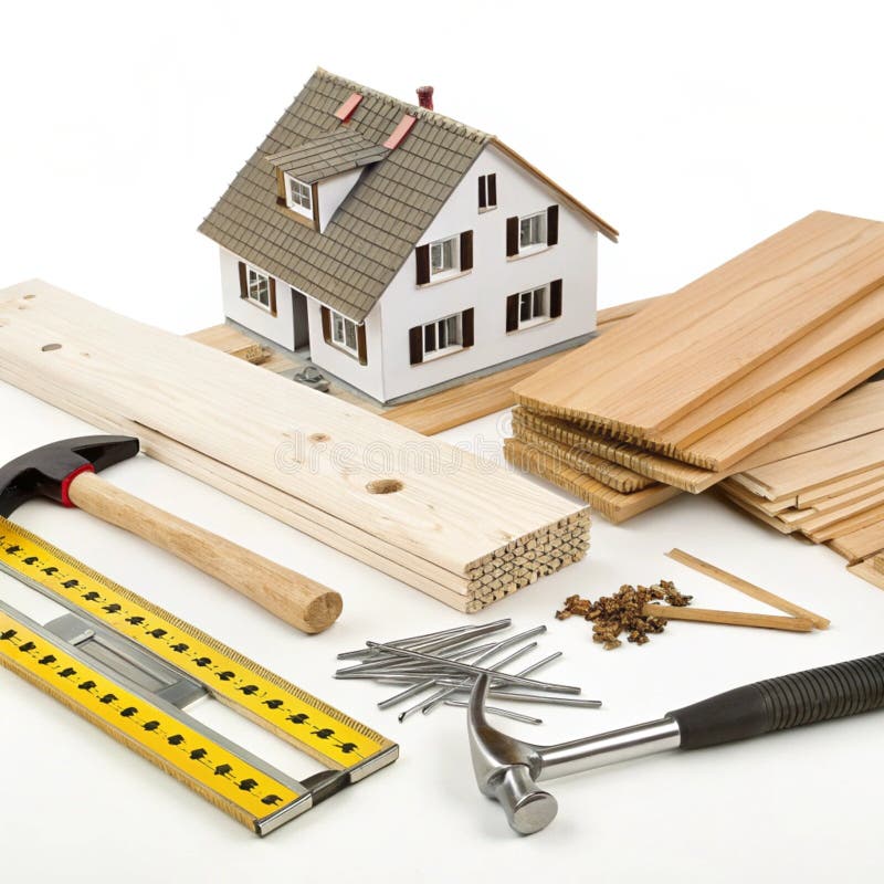 House Renovation Isolated on White Background Stock Illustration ...