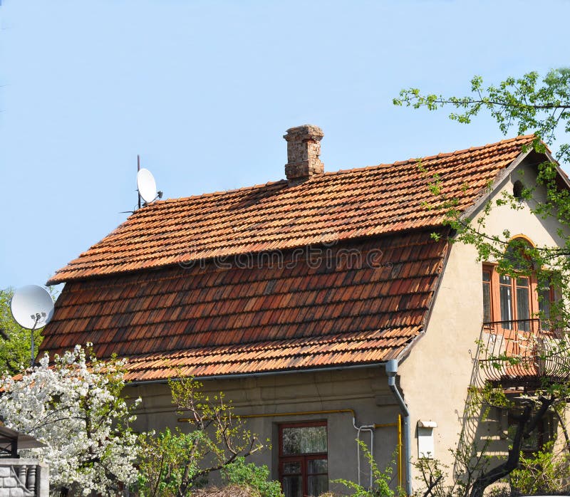 House Renovation with Roofing Old Ceramic Tiles. Stock Image - Image of ...
