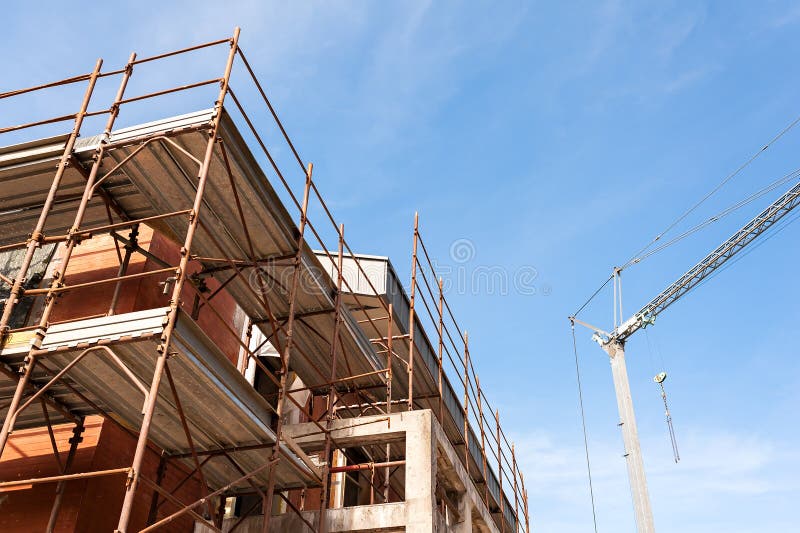 House for Renovation with the Scaffolding for Bricklayers Stock Photo ...