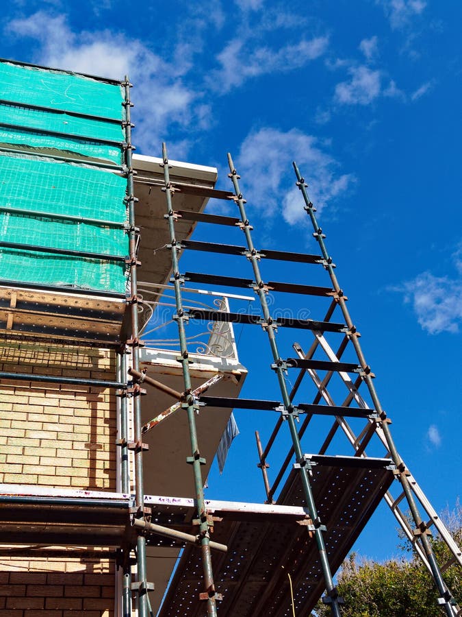 House Renovation, Scaffolding Stock Image - Image of skeleton, steel ...