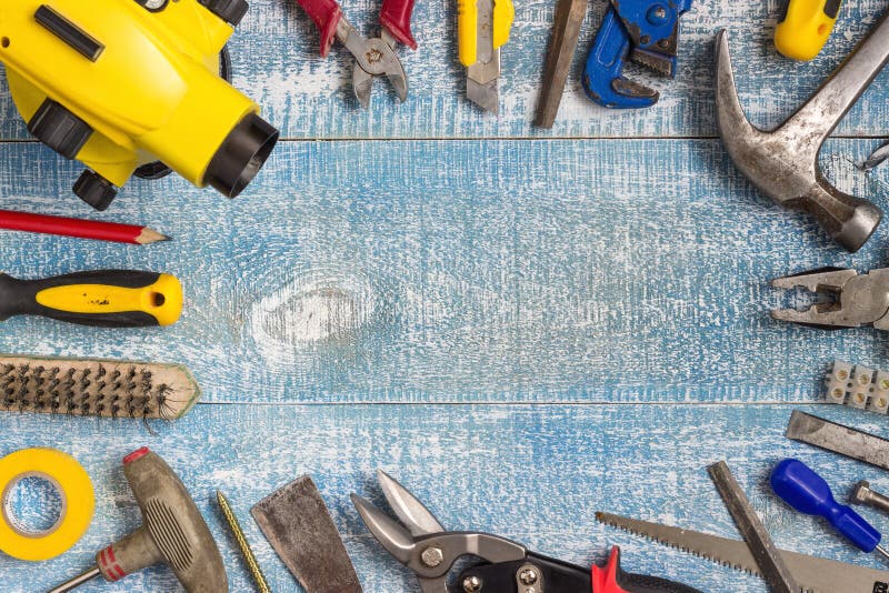 House Renovation Tools and Accessories. Top View Stock Image - Image of ...