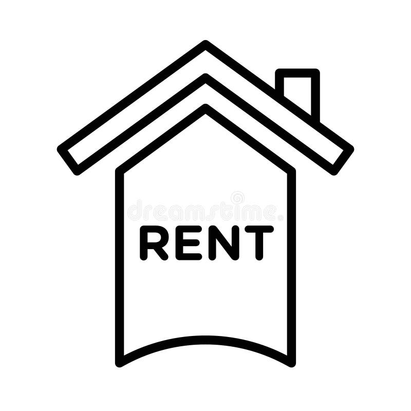 House Rent Linear Logo Mark in Black and White Stock Vector ...