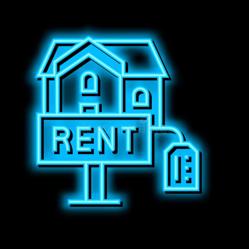 House Rent Neon Glow Icon Illustration Stock Vector - Illustration of ...