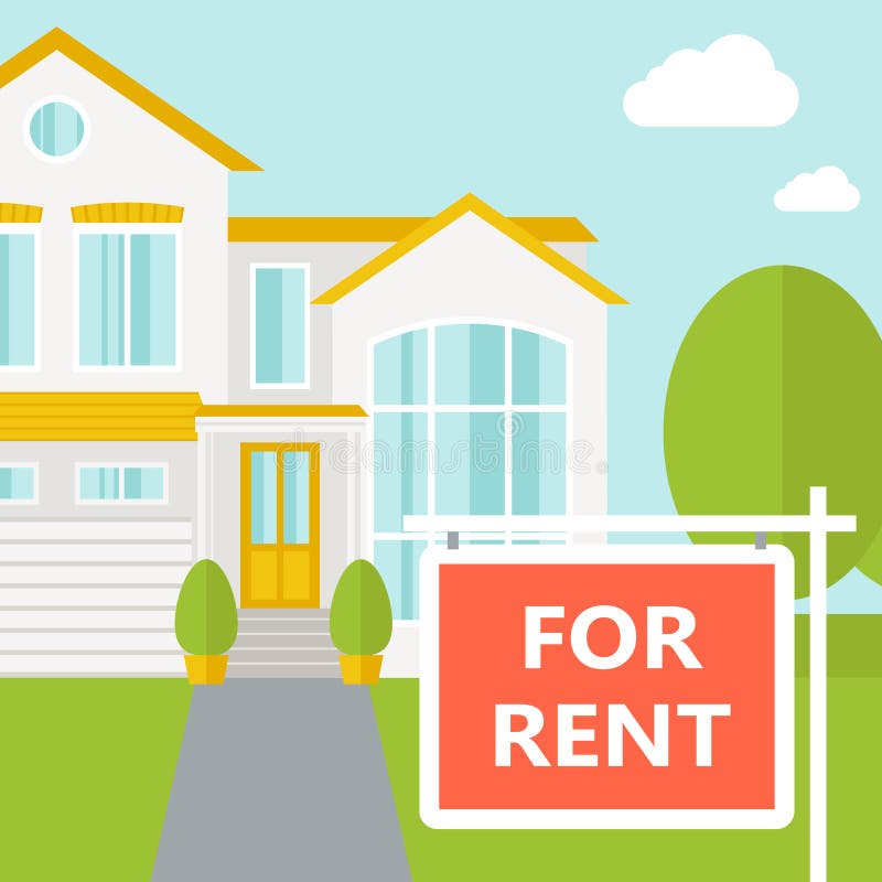 For Rent Placard Line Icon. for Rent Sign Vector Illustration Isolated ...