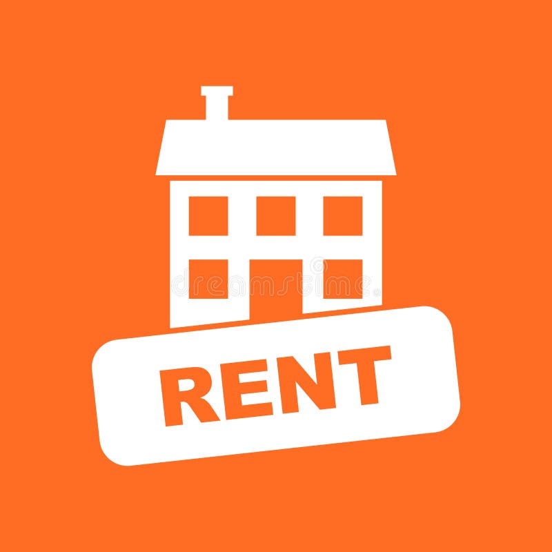 House for Rent. Vector Illustration in Flat Style on Orange Back Stock ...