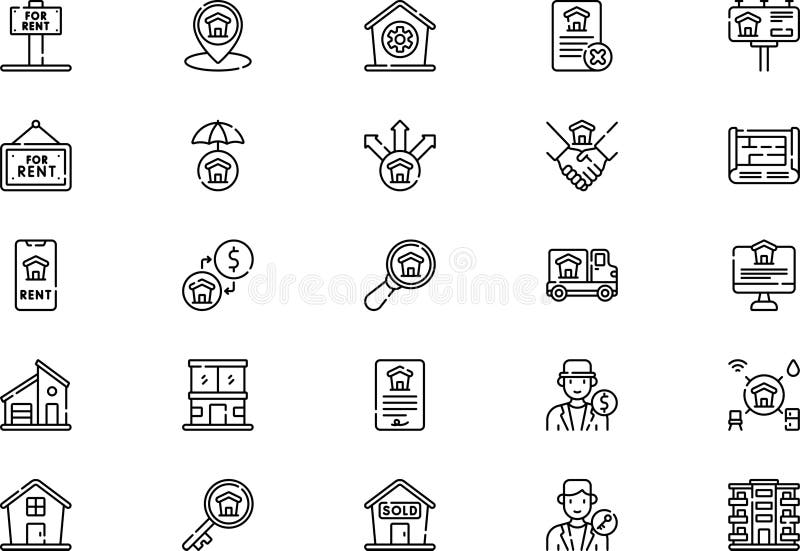 House Rental Icons Collection is a Vector Illustration with Editable ...