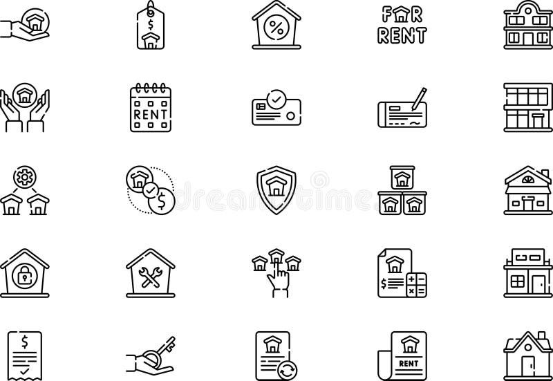 House Rental Icons Collection is a Vector Illustration with Editable ...