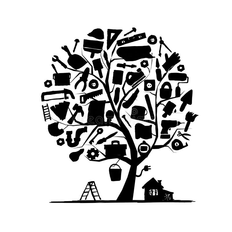 House Repair, Concept Tree for Your Design Stock Vector - Illustration ...