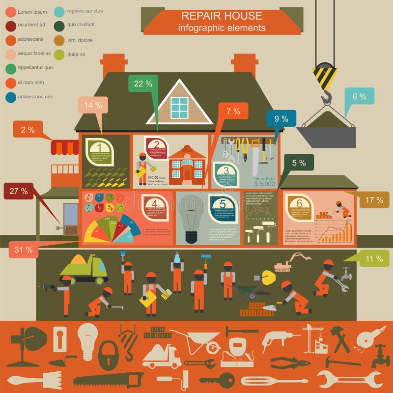 Construction infographic stock vector. Illustration of flower - 23453909