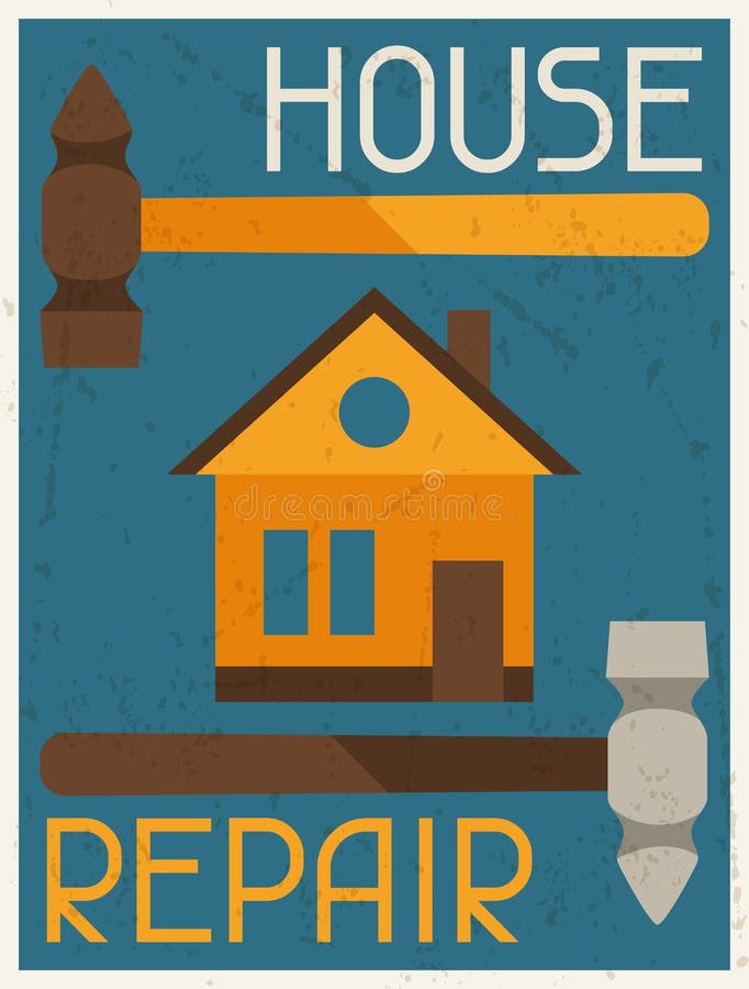 House Repair. Retro Poster in Flat Design Style Stock Vector ...
