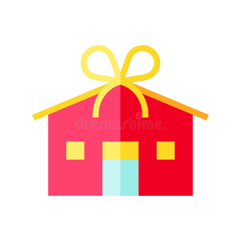 House with Ribbon Vector Illustration, Flat Style Icon Stock Vector ...