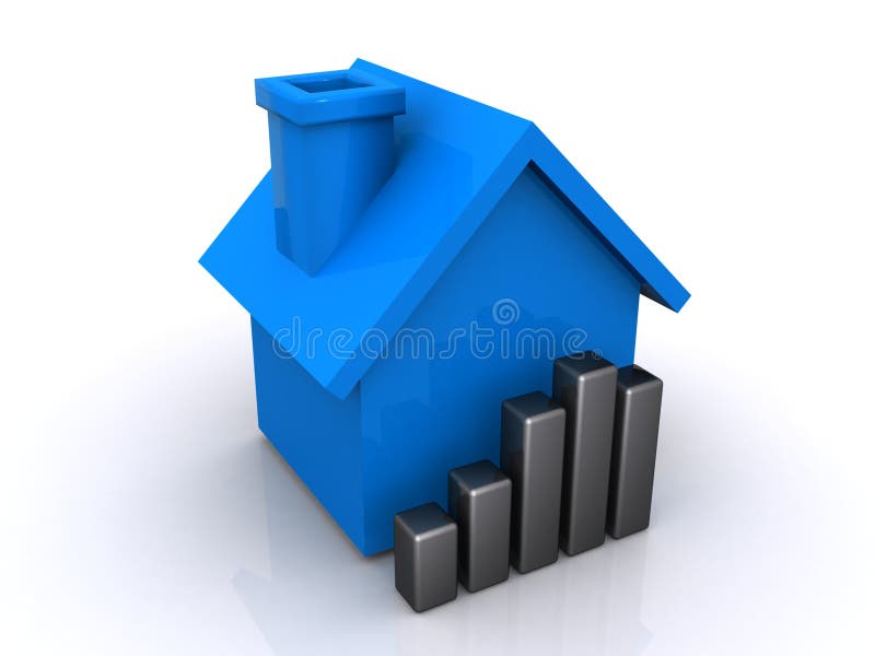 Bar graph and house stock illustration. Illustration of rising - 12166023
