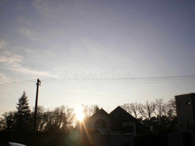 The house with rising sun stock image. Image of nature - 92829949