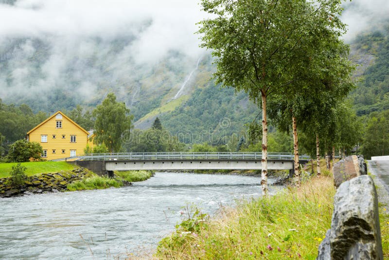House on river shore stock image. Image of outdoors, birch - 26281803