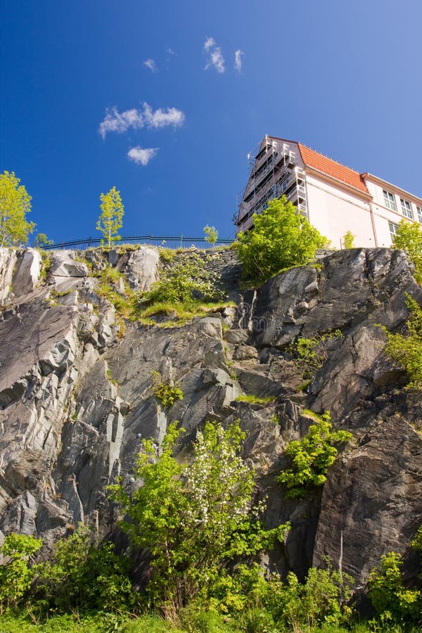 House on the rocks stock image. Image of norwegian, sunny - 9990861