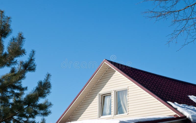 House Roof on Blue Background Stock Photo - Image of house, spring ...