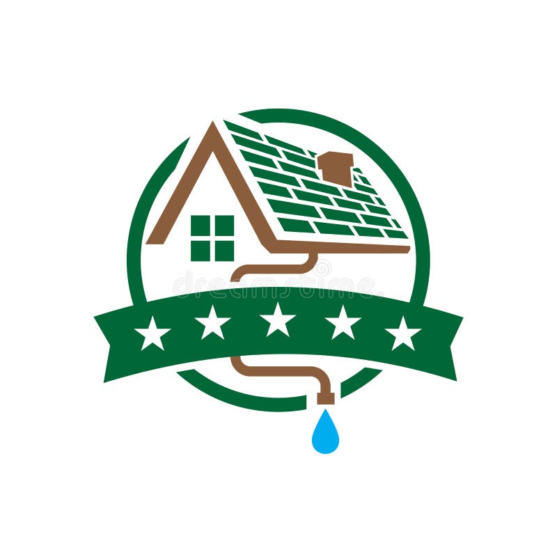 House Roof Gutter Logo Design Vector Badge Emblem Template ...