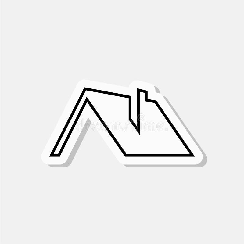 House Roof Sticker Icon on Gray Background Stock Vector - Illustration ...