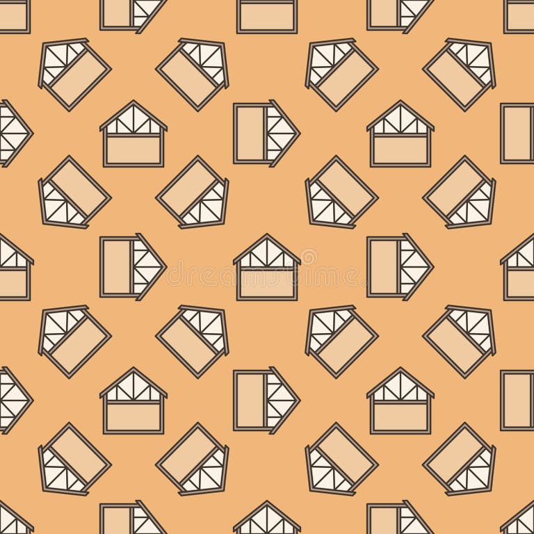 House Roof Truss System Vector Colored Seamless Pattern Stock Vector ...