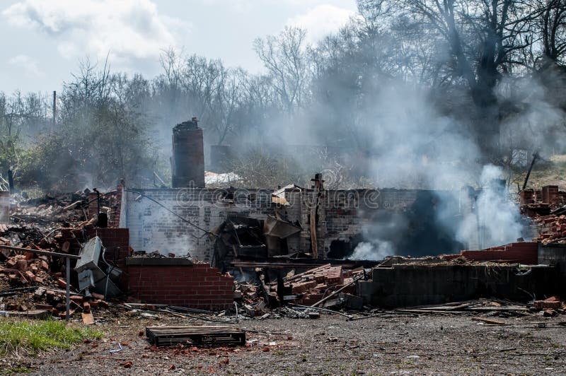 House ruins after fire stock photo. Image of demolished - 30406756