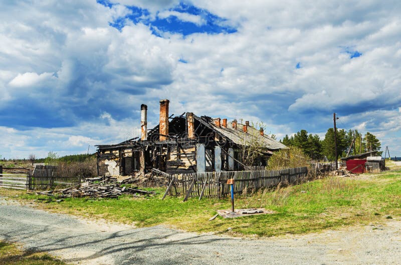 House destroyed by fire stock image. Image of destroyed - 98940915