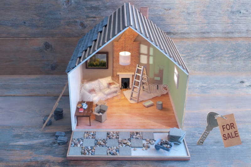 House for sale stock photo. Image of interior, miniature - 244342738