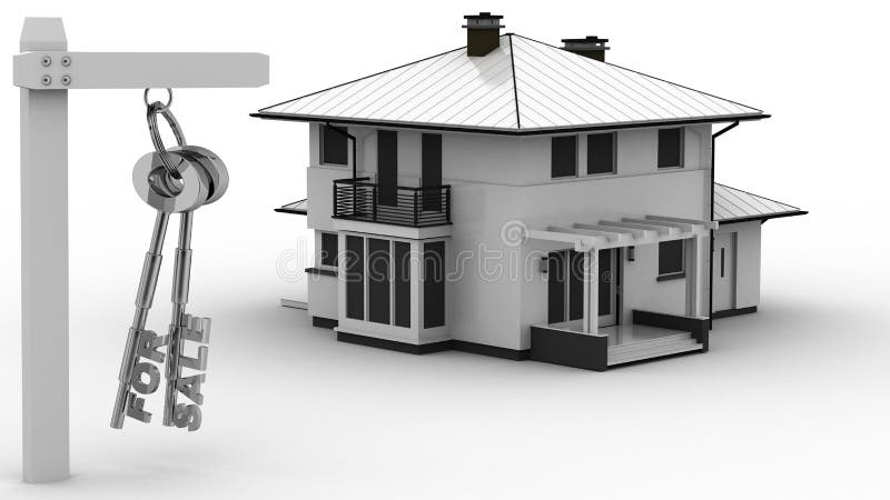 House for Sale, Key with Text Stock Illustration - Illustration of ...