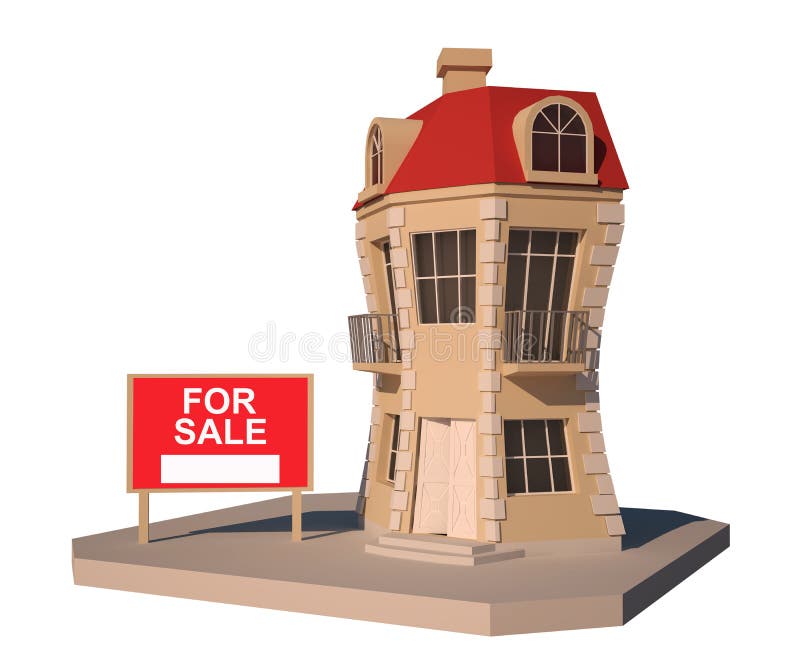 House for Sale with for Sale Sign 3D Rendering Stock Illustration ...