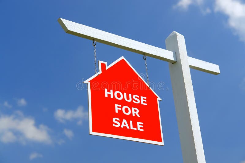 House for Sale signpost stock image. Image of blue, board - 5018379