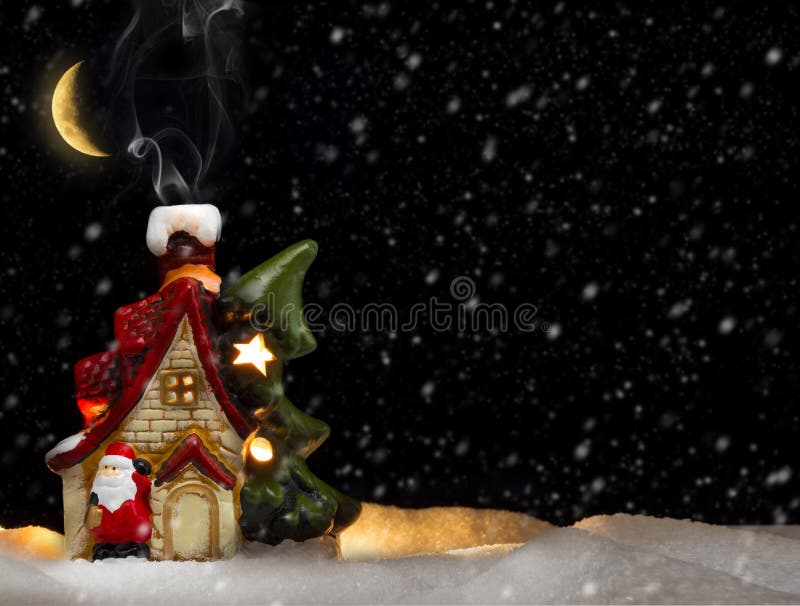 House of Santa Claus. stock photo. Image of light, night - 80888564