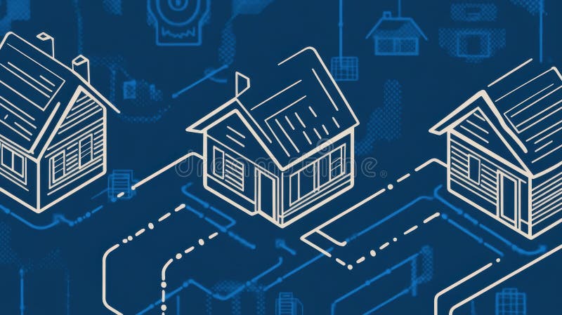 House Schematics Blueprint Style Home Connectivity Design Illustration ...