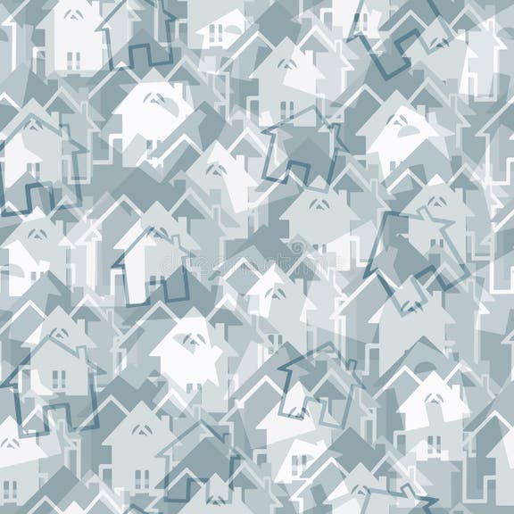 House. Seamless Pattern of House, Building. Hand Drawn Stock ...