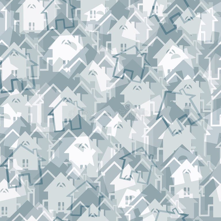 House. Seamless Pattern of House, Building. Hand Drawn Stock ...
