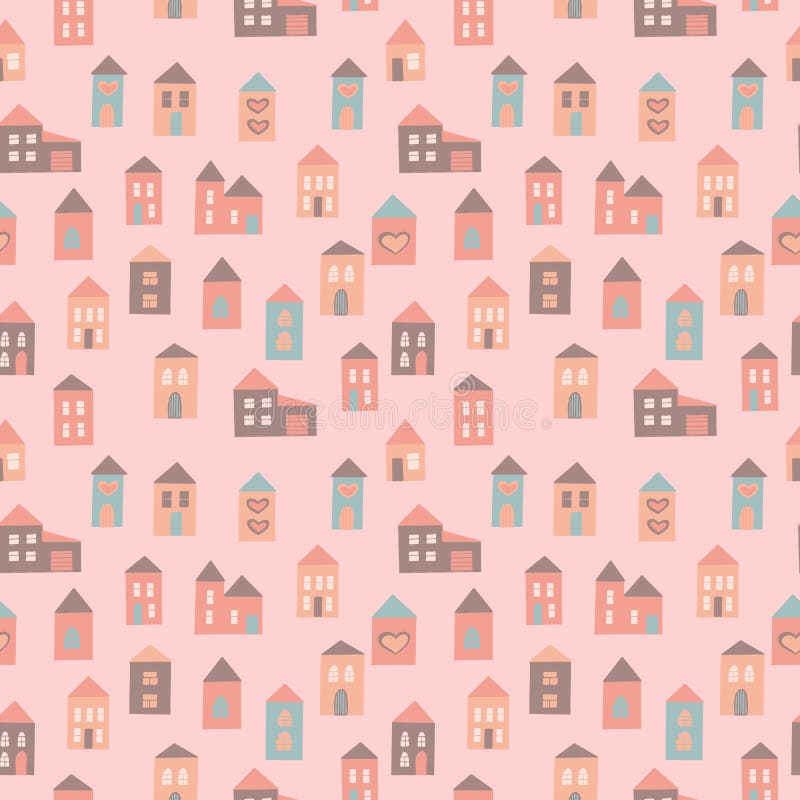 House Seamless Pattern Hand Drawn, . Wallpaper, Textiles, Wrapping ...