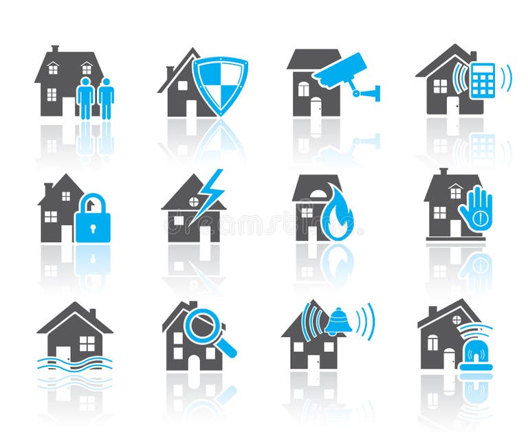 House security icons-blue stock vector. Illustration of secure - 29654788