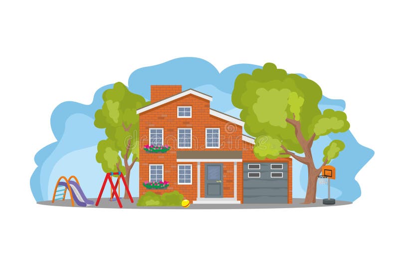 Grey Vector Two Story House Stock Vector - Illustration of style, icon ...