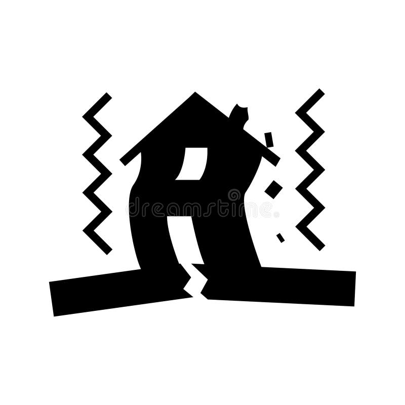 House Shaking during Earthquake Disaster Silhouette Icon Stock ...