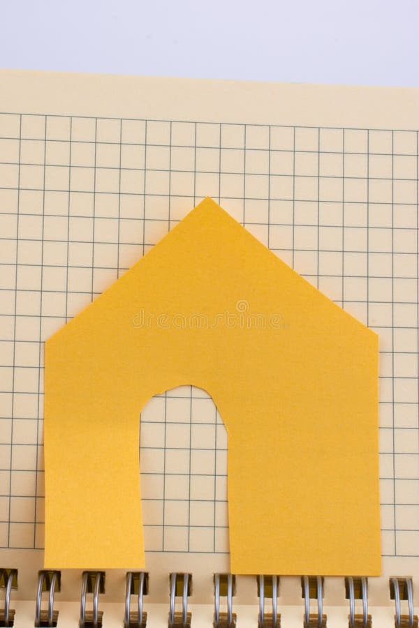 House Shape Cut Out of Yellow Paper Stock Photo - Image of estate ...