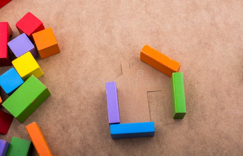 House Shape Formed Out of Building Blocks Stock Image - Image of real ...