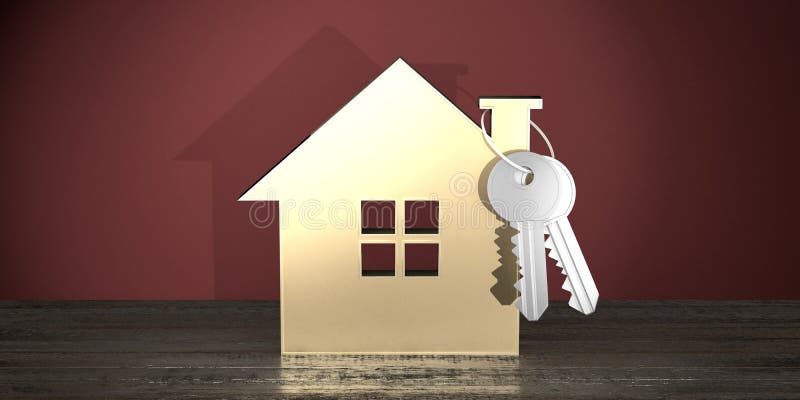 House Shape with a Key - Real Estate Property Concept - 3D Rendering ...